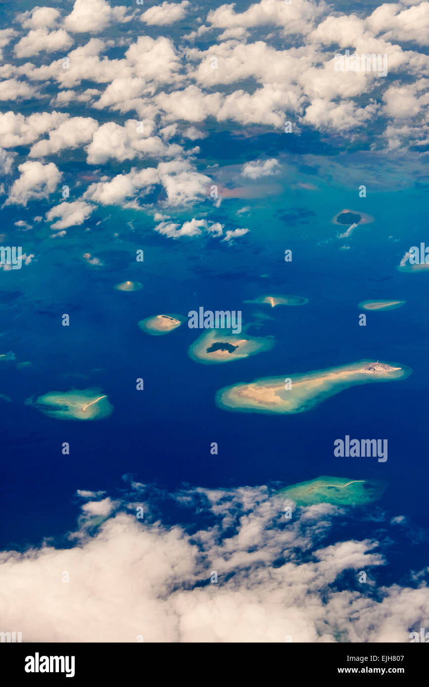 Aerial view of islands in the ocean, Indonesia Stock Photo - Alamy