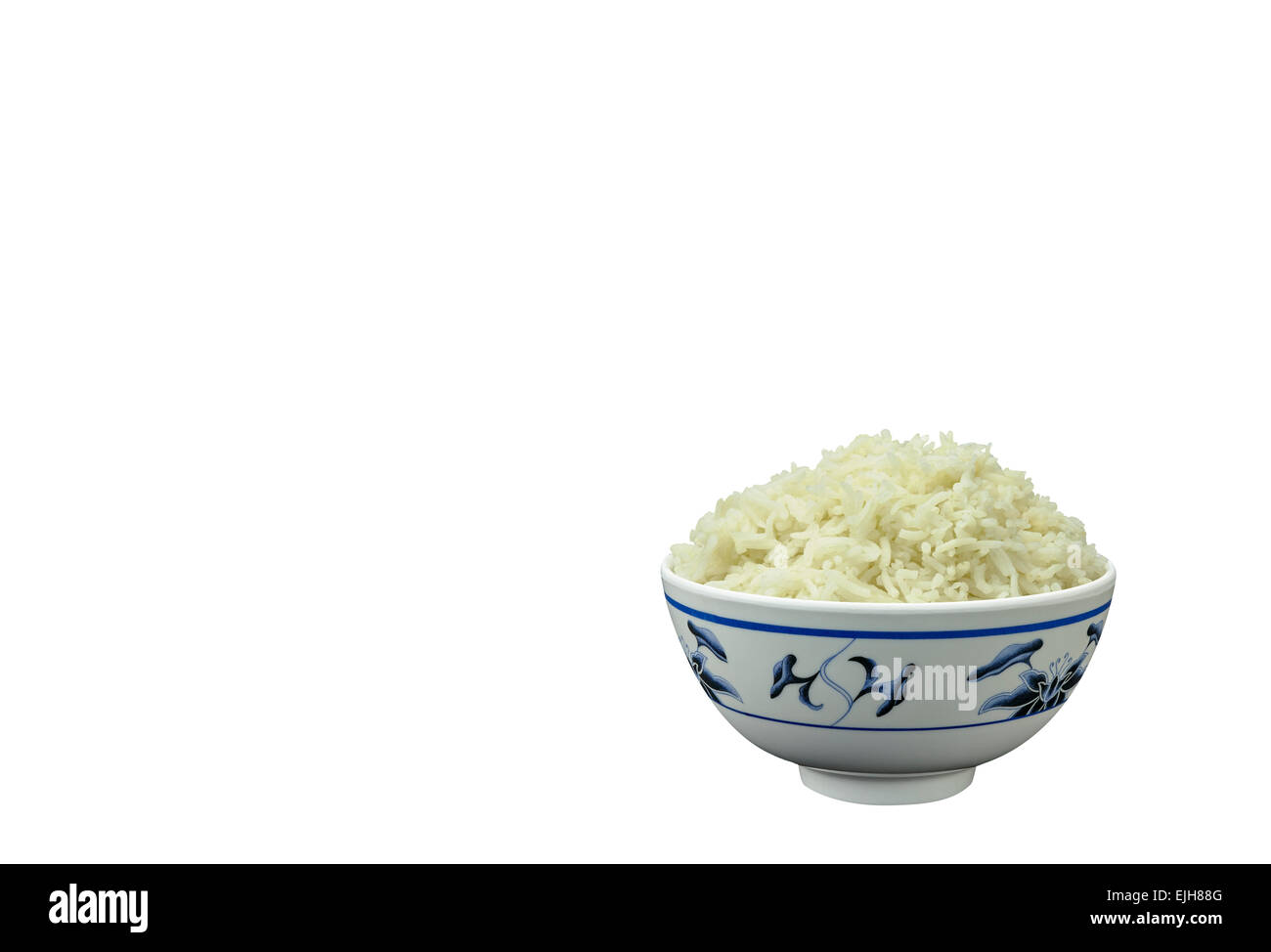Bowl of Cooked Natural Organic Jasmine Rice in Oriental Bowl Isolated ...