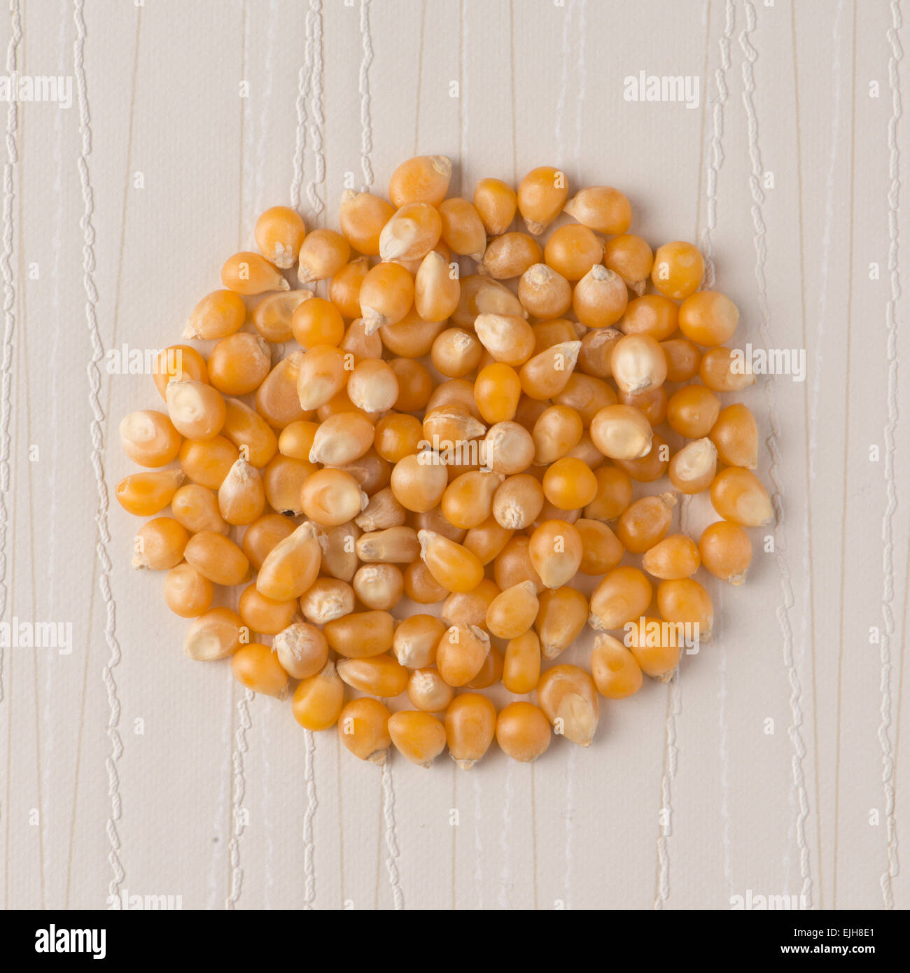Top view of circle of corn against beige vinyl background Stock Photo ...