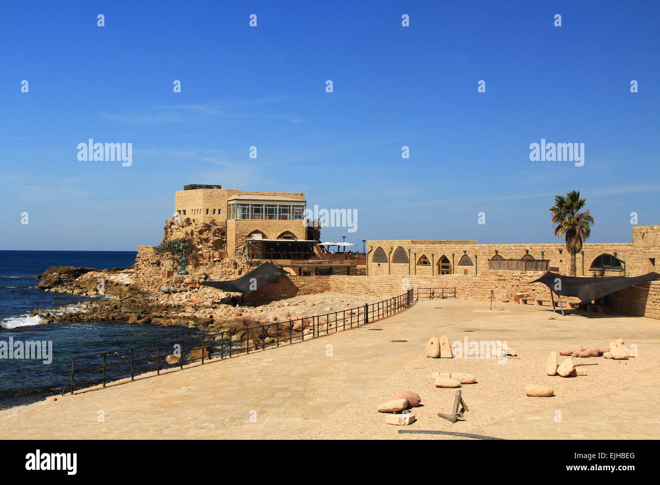 Restaurant by the Harbor at Caesarea Maritima National Park, in ...