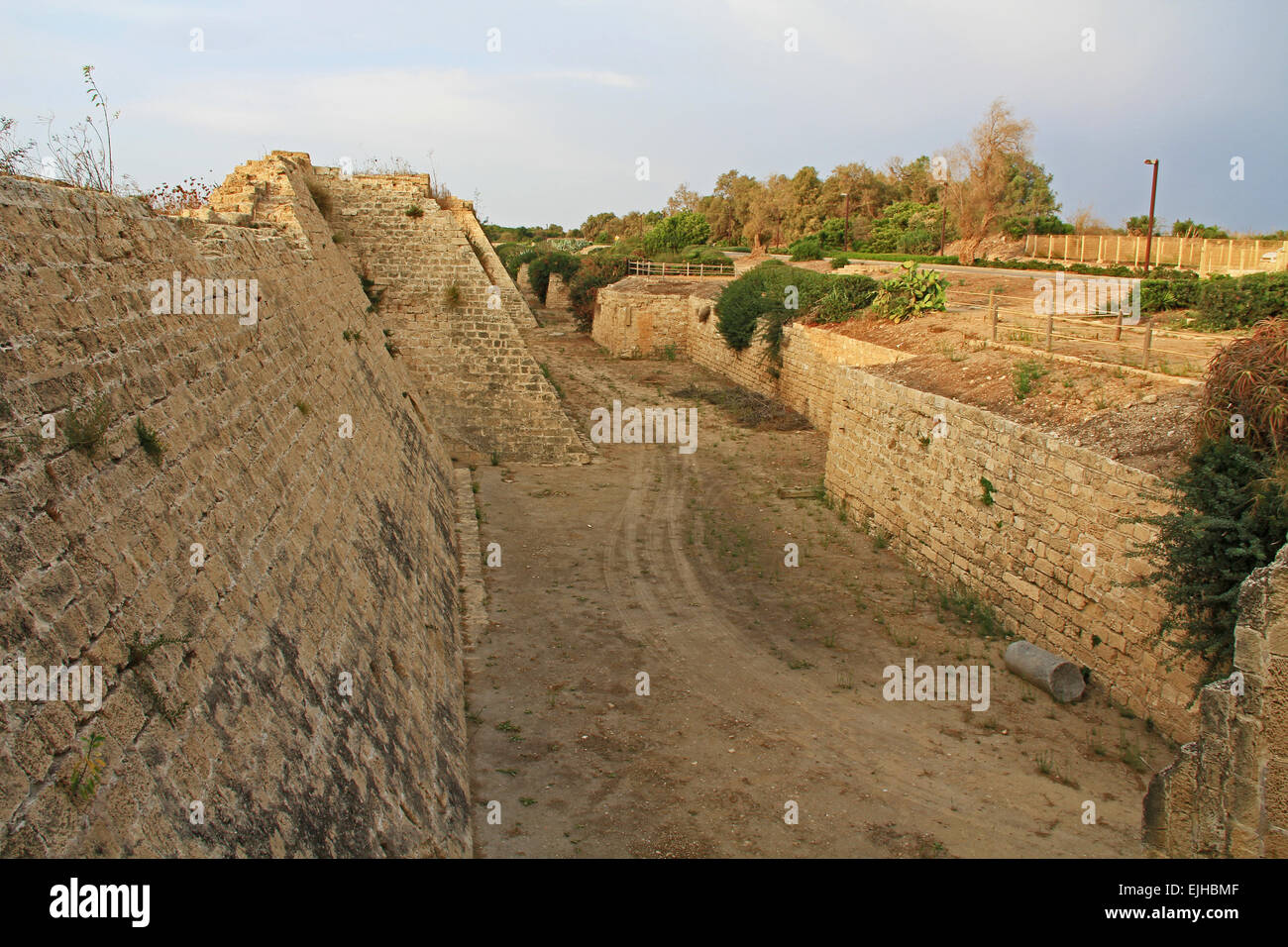 Fortress Moat in Caesarea Maritima National Park Stock Photo - Alamy
