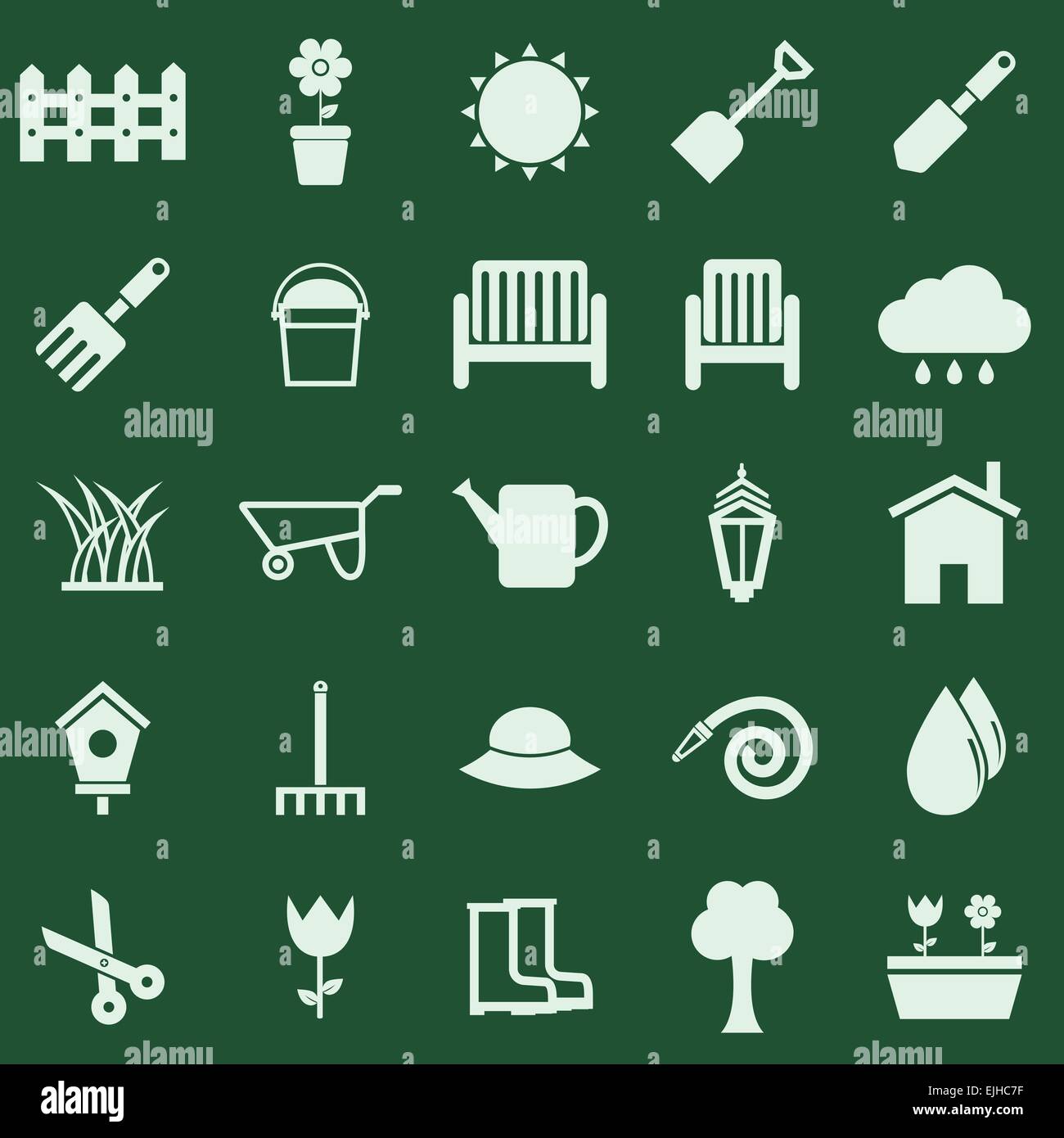 Gardening color icons on green background, stock vector Stock Vector ...