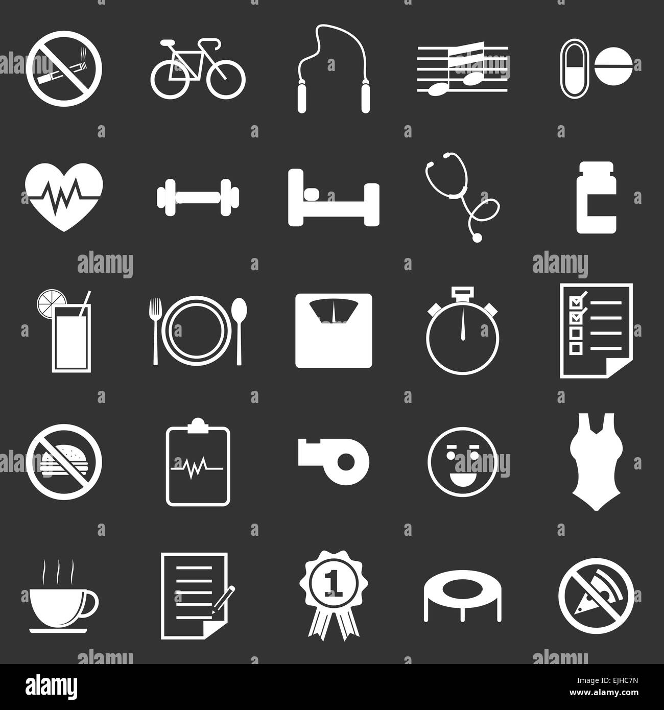 Wellness icons on black background, stock vector Stock Vector Image ...