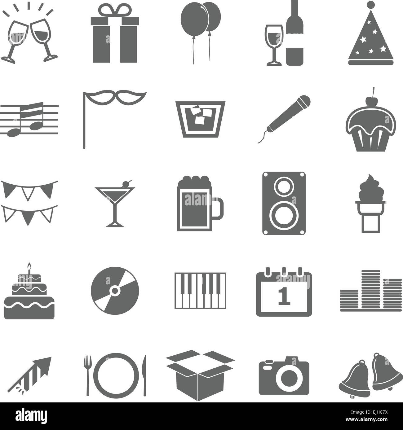 New Year icons on white background, stock vector Stock Vector Image ...