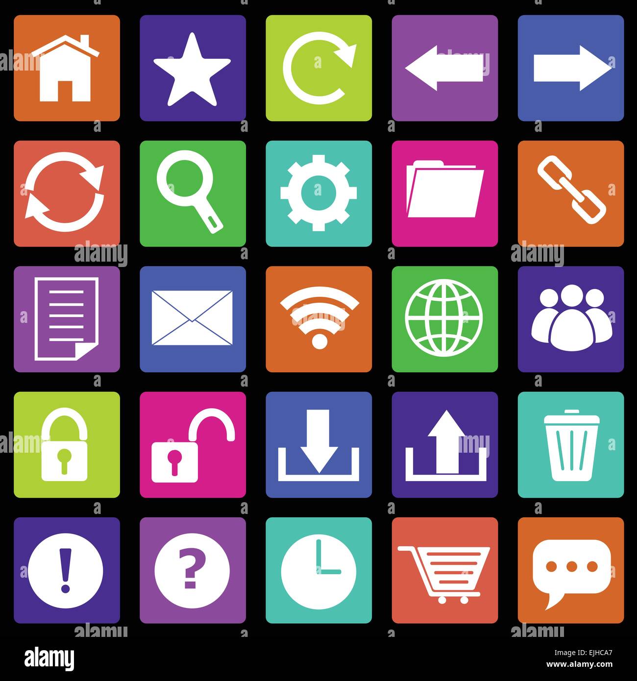 Tool bar color icons on black background, stock vector Stock Vector ...