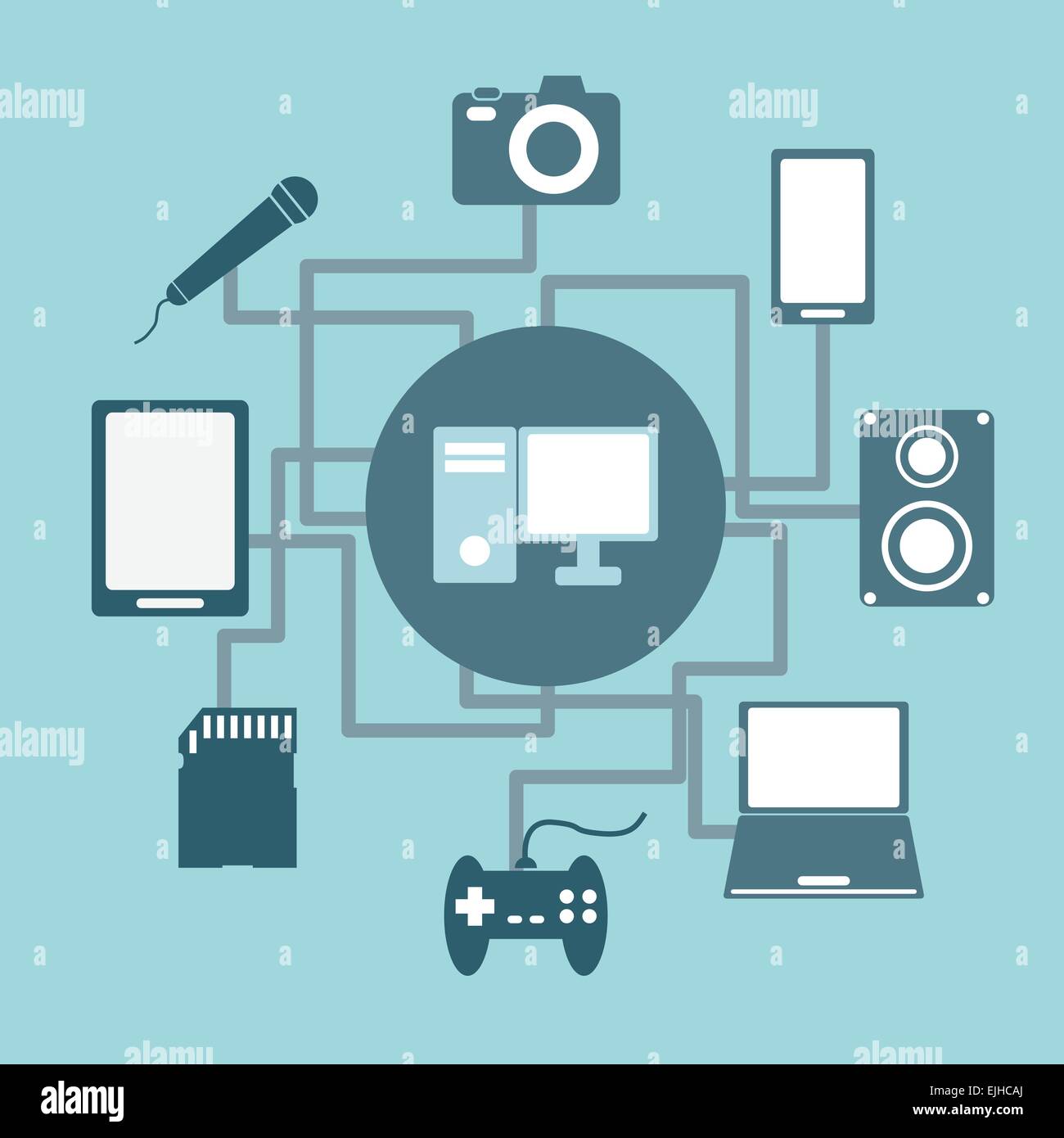Technology connections concept idea in flat style, stock vector Stock ...