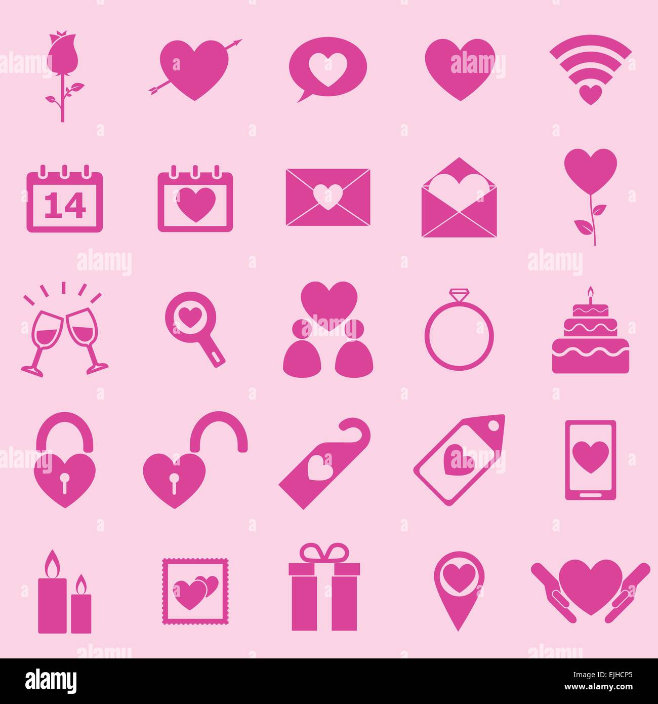 Valentine's day pink icons on light background, stock vector Stock ...