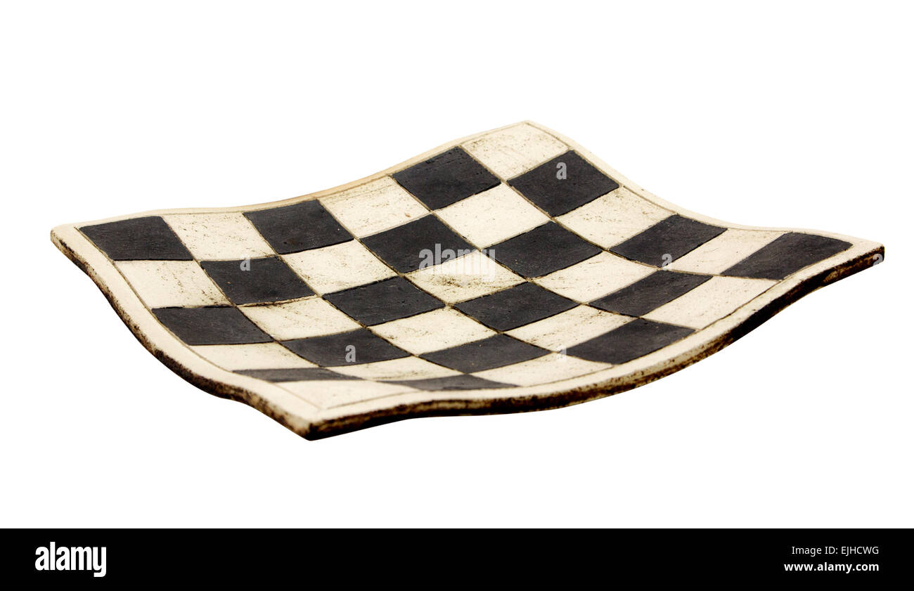 Empty curved ceramic chess board isolated on white background Stock ...