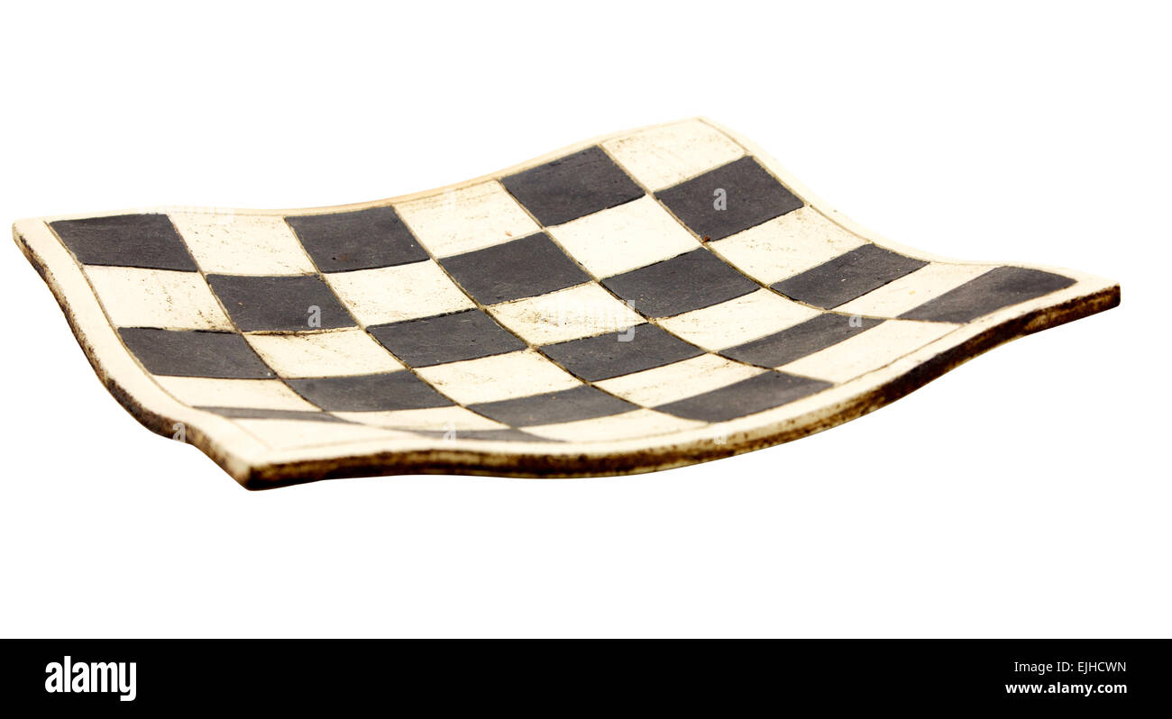 Empty curved ceramic chess board isolated on white background Stock ...