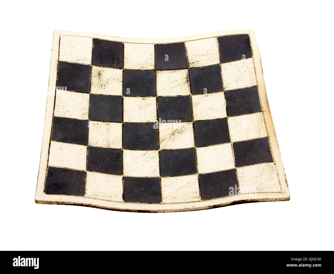 Empty curved ceramic chess board isolated on white background Stock ...