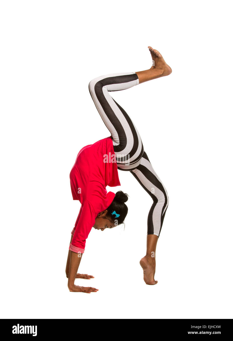 Vertical splits. Latina dancer girl, isolated Stock Photo - Alamy