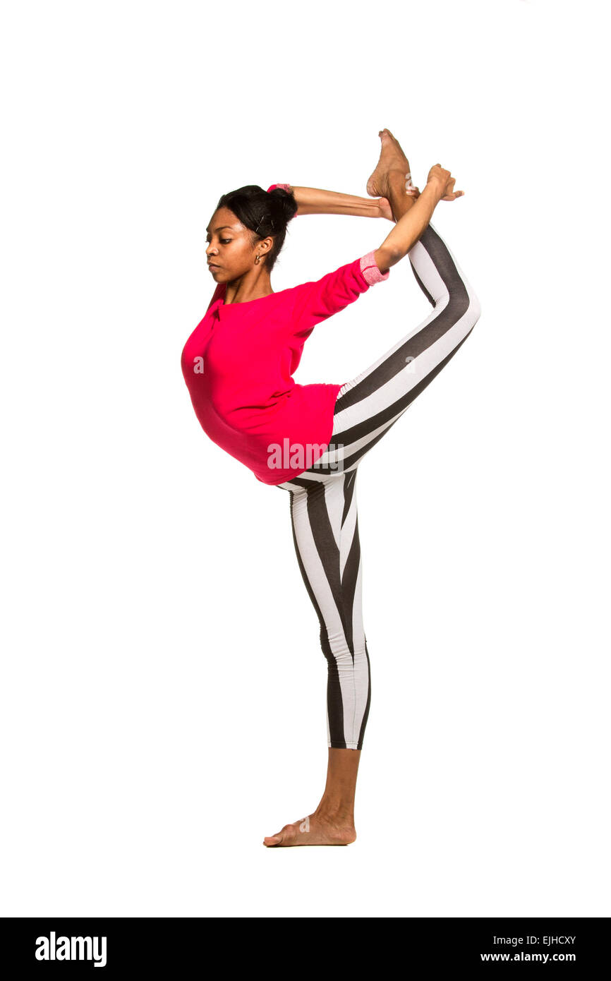 Vertical splits. Latina dancer girl, isolated Stock Photo - Alamy