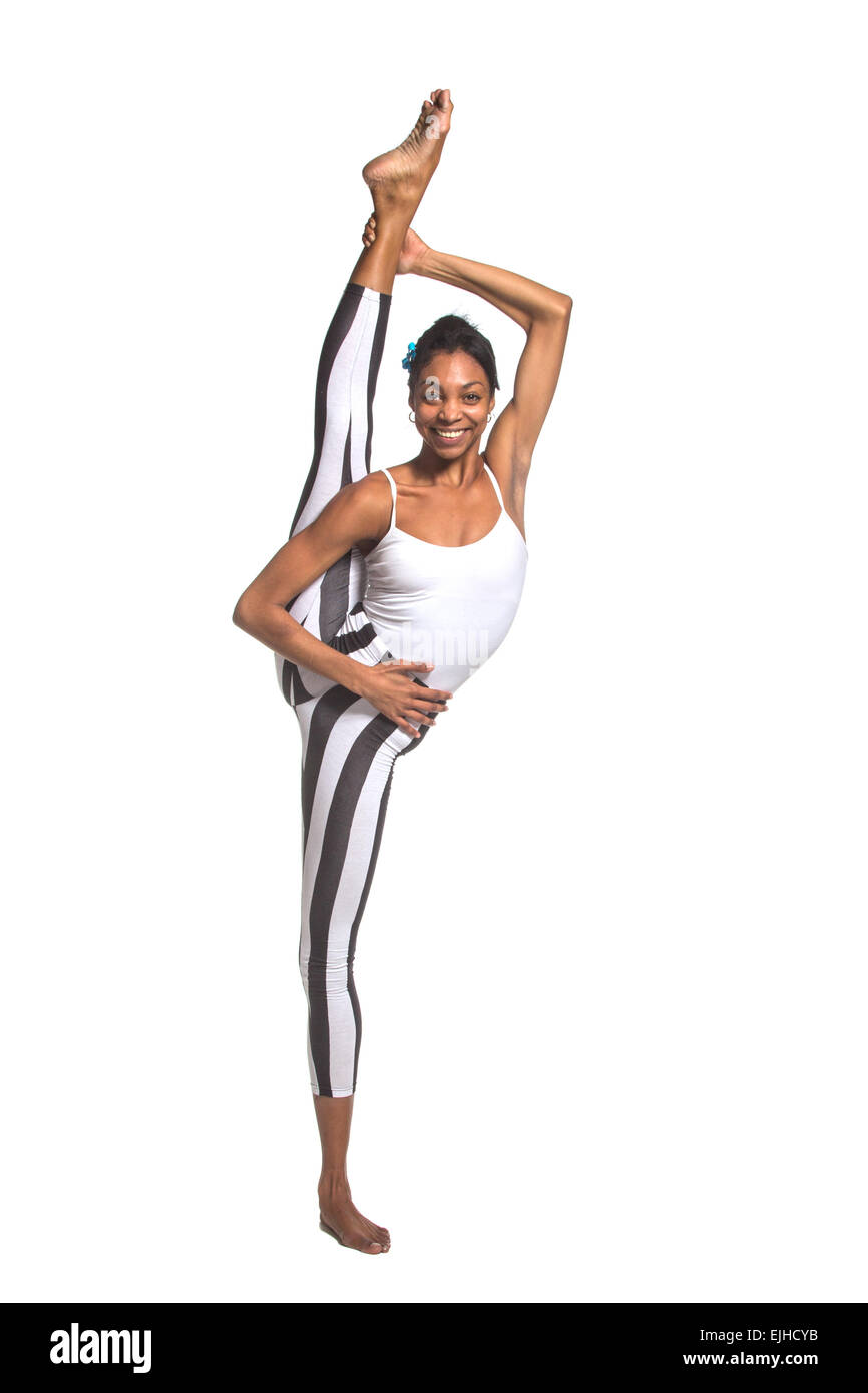 Vertical splits. Latina dancer girl, isolated Stock Photo - Alamy
