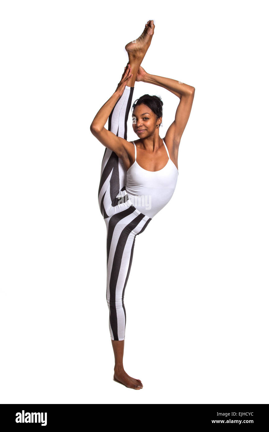 Vertical splits. Latina dancer girl, isolated Stock Photo - Alamy