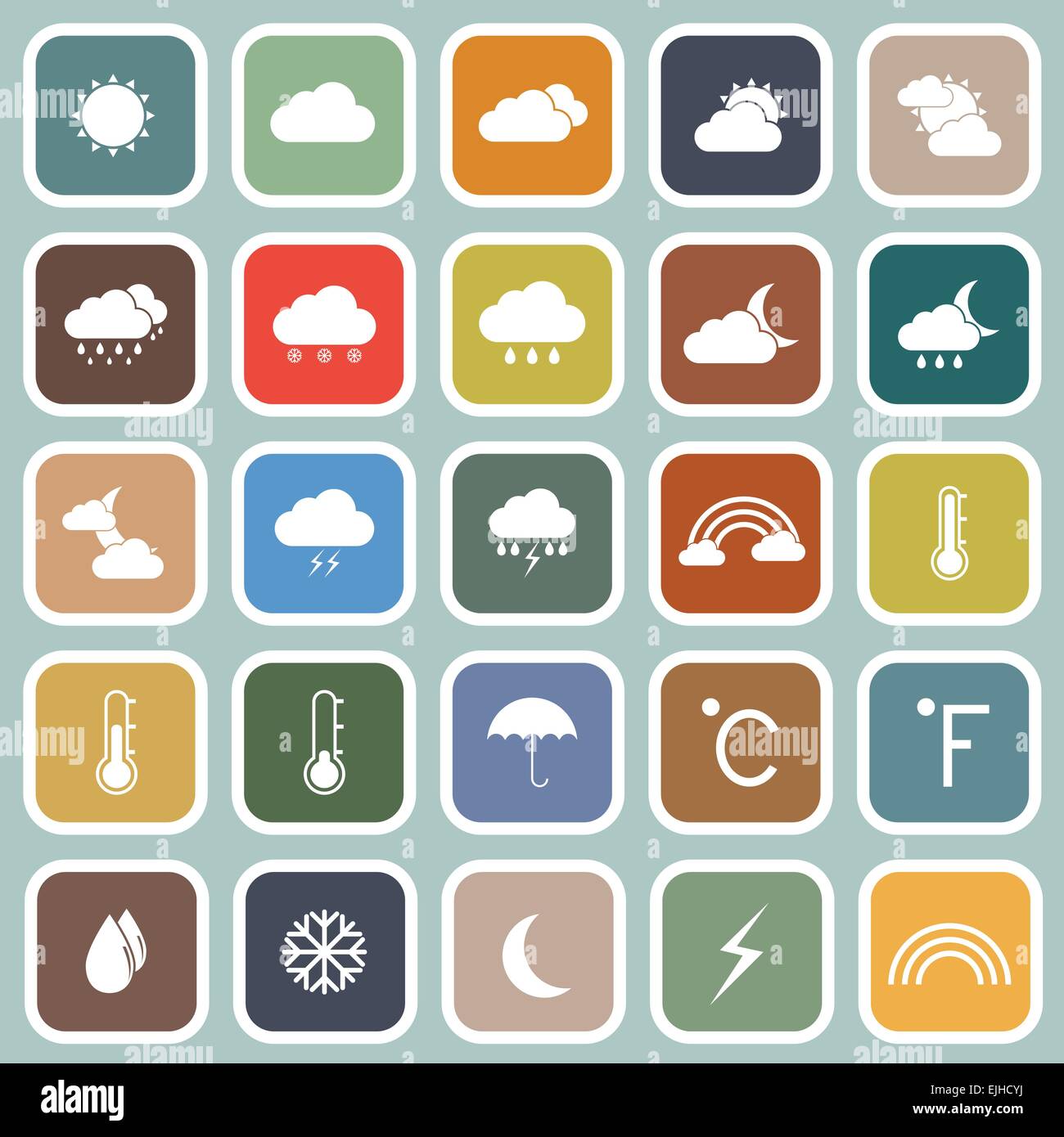 Weather flat icons on blue background, stock vector Stock Vector Image ...