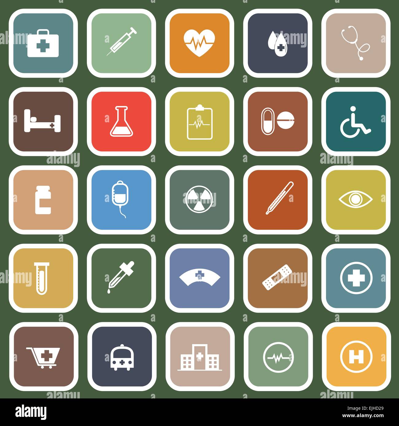 Medical flat icons on green background, stock vector Stock Vector Image ...