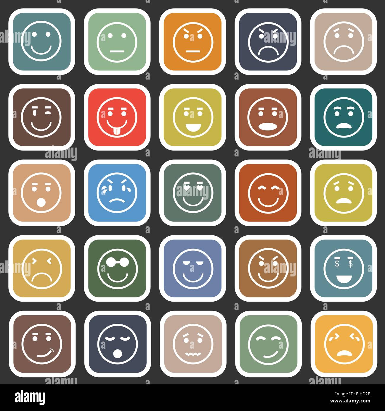 Circle face flat icons on black background, stock vector Stock Vector ...