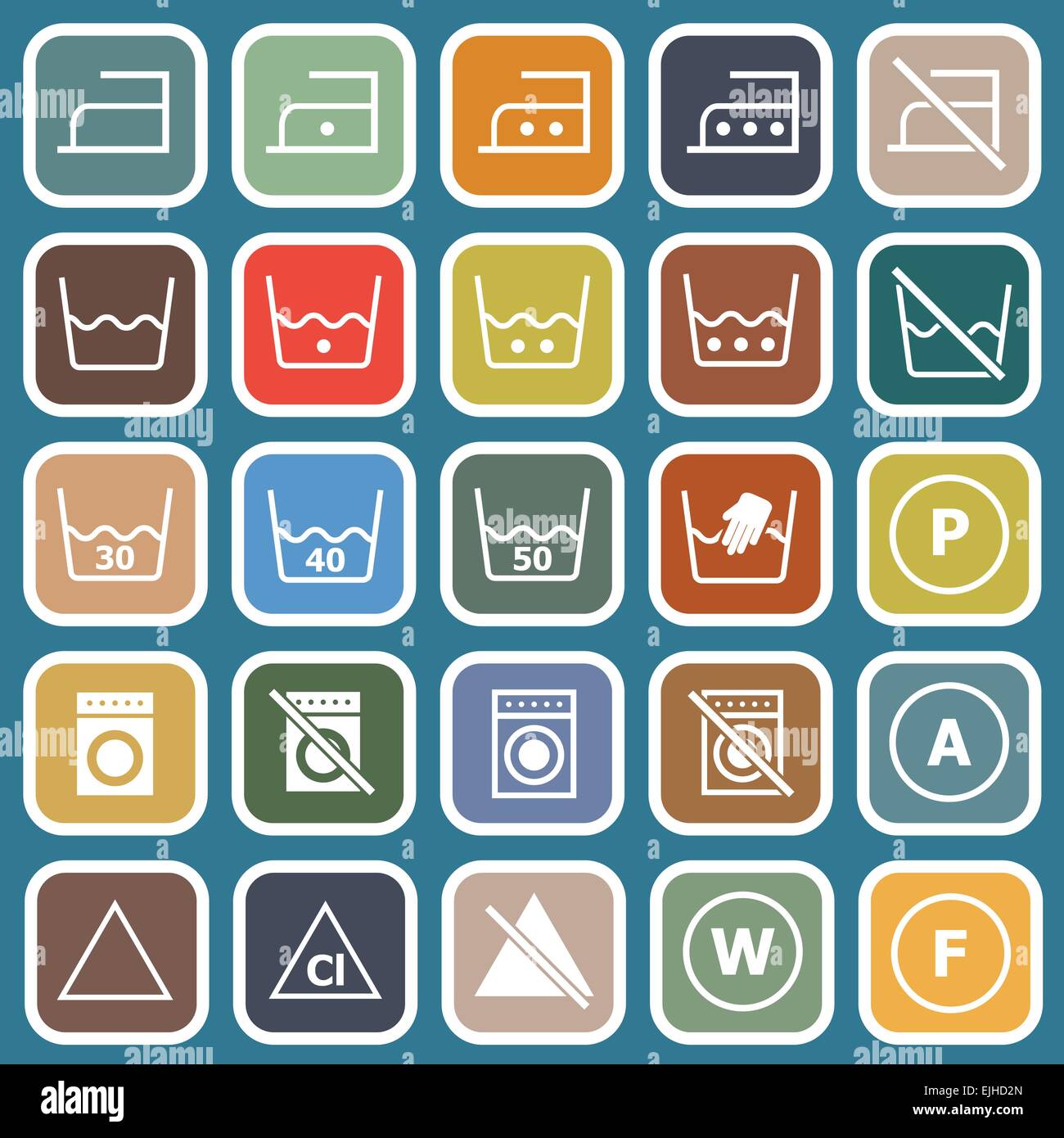 Laundry flat icons on blue background, stock vector Stock Vector Image ...