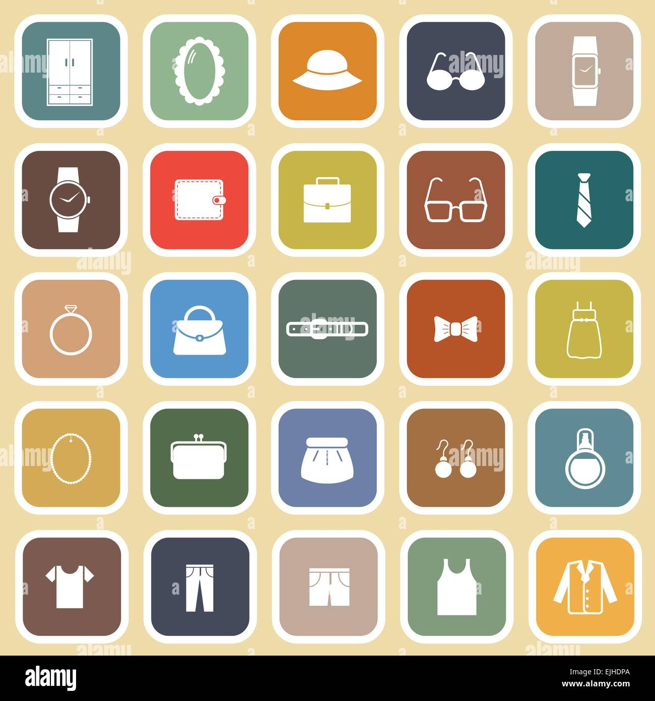 Dressing flat icons on brown background, stock vector Stock Vector ...