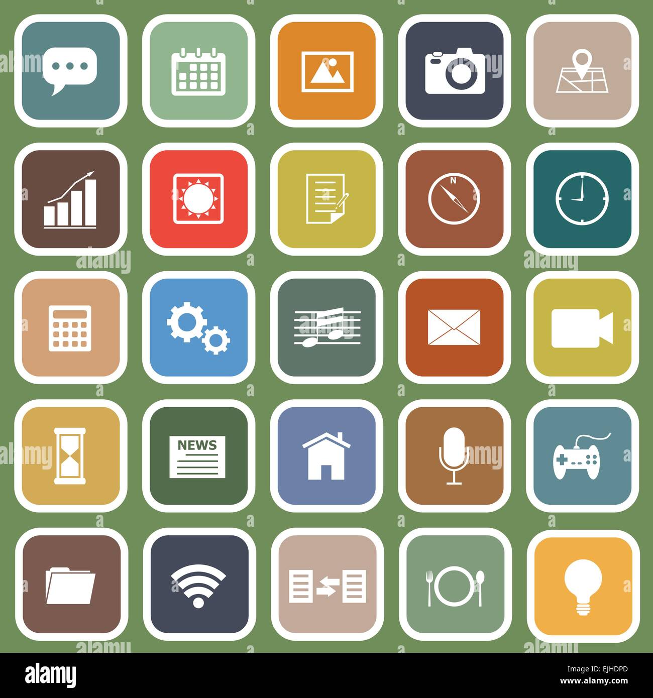 Application flat icons on green background, stock vector Stock Vector ...