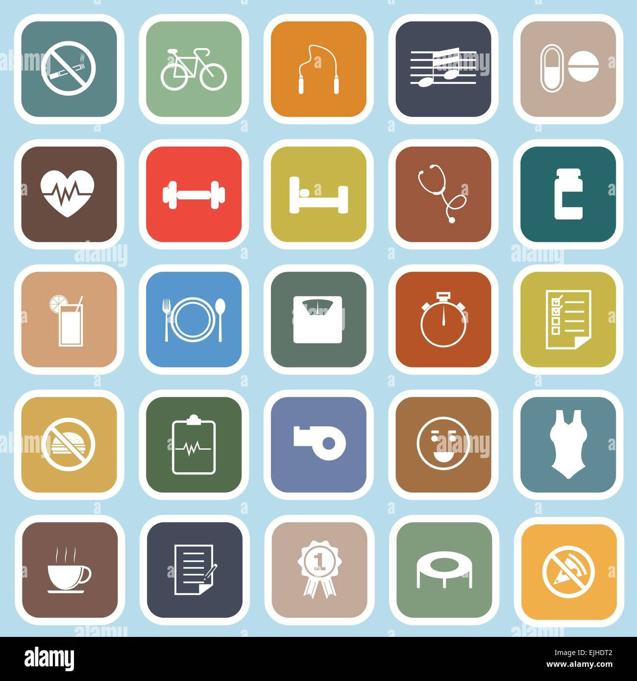 Wellness flat icons on blue background, stock vector Stock Vector Image ...