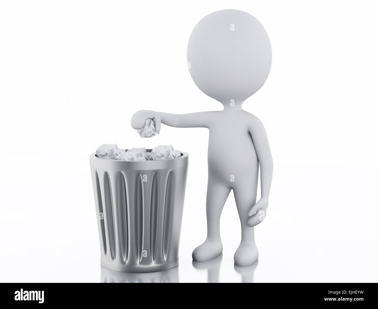 3d image. White people recycle trash can. Isolated white background ...