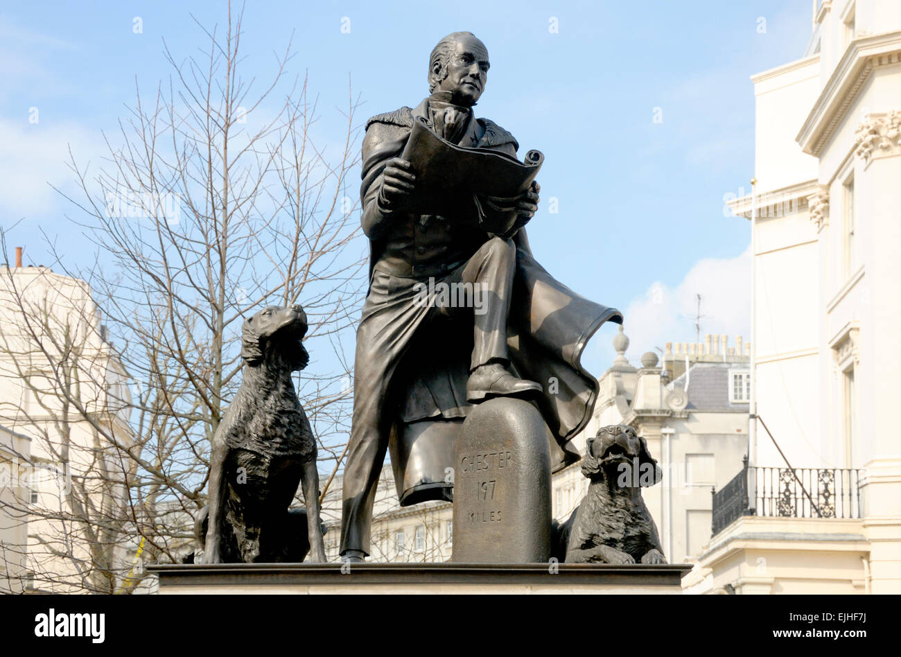 London, England, UK. Statue of Robert Grosvenor, 1st Marquess of Westminster in Wilton Crescent ...