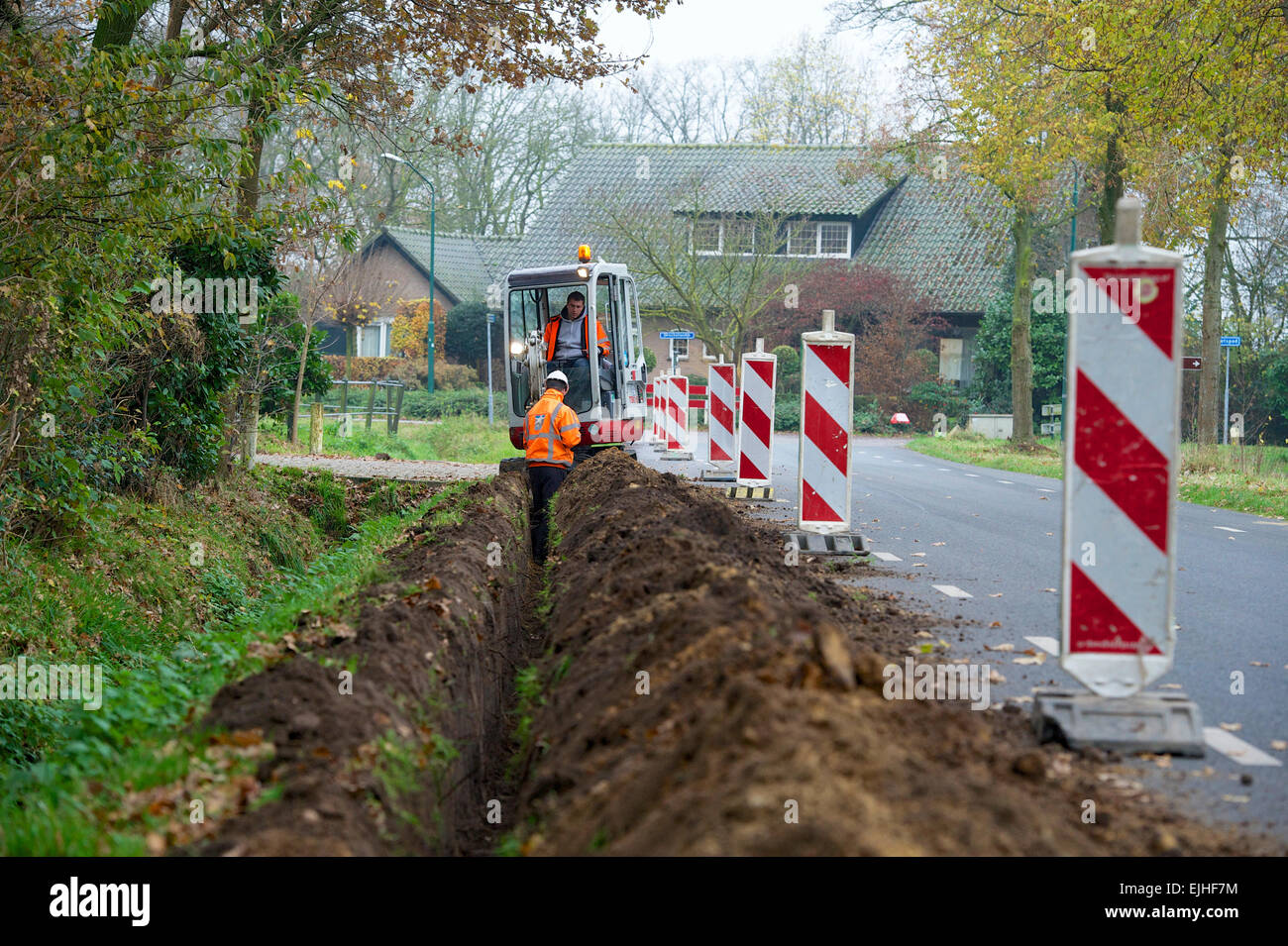 The Netherlands. Hilvarenbeek. Cables for optical fiber Stock Photo - Alamy