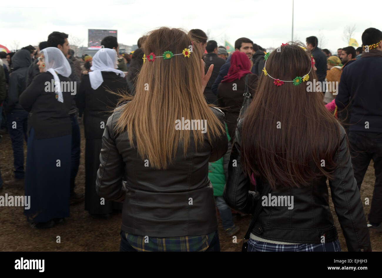 Kurds celebrating Newroz, Kurdish New Year in Diyarbakir, Turkish ...