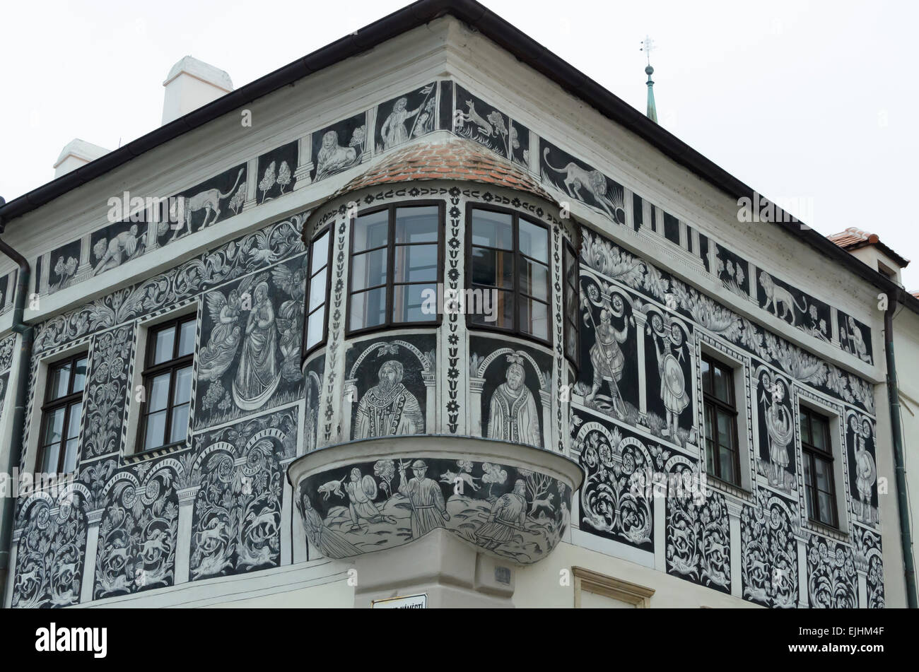 Ornate decorated building corner Stock Photo - Alamy