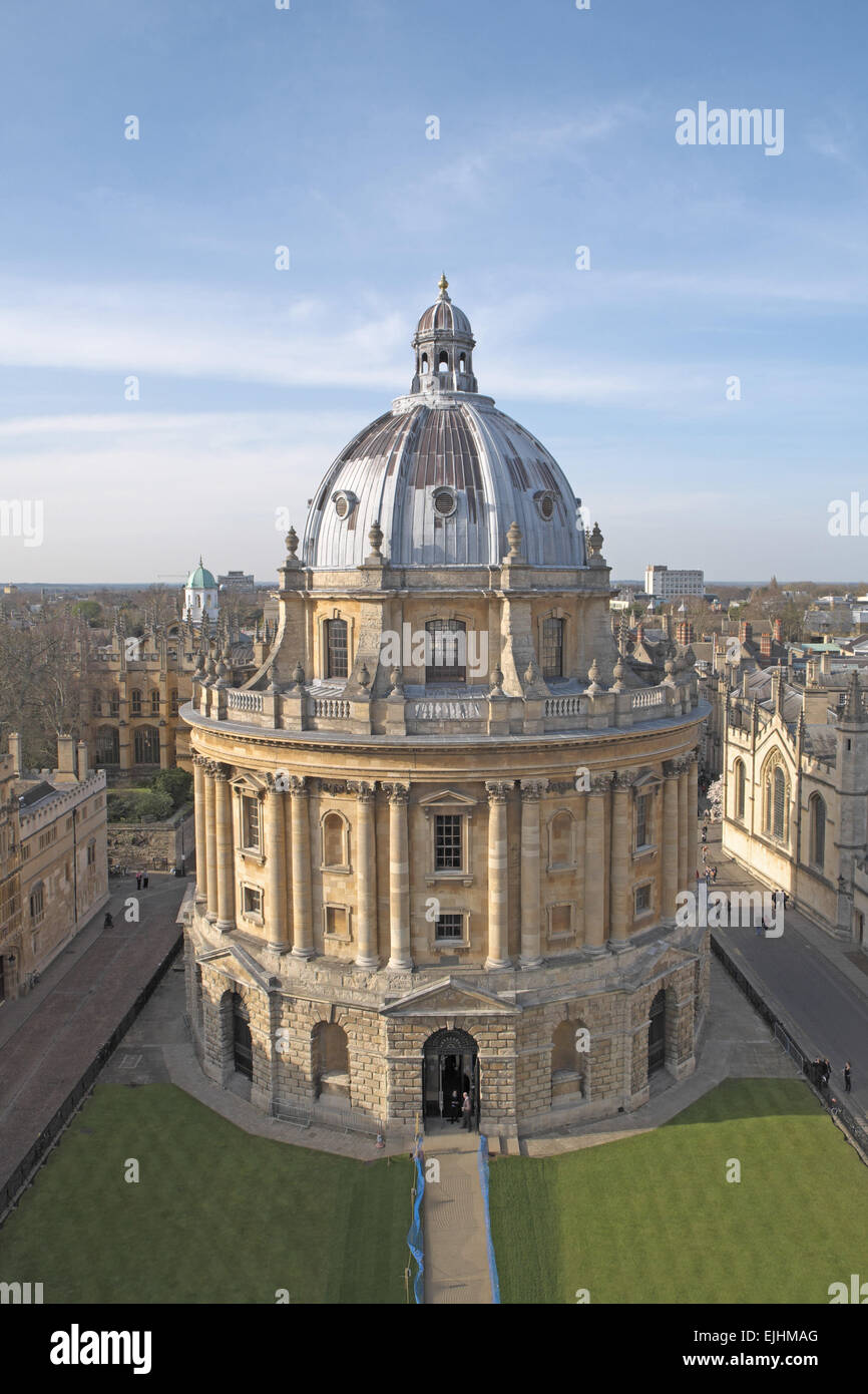 Radcliffe Camera building seen from St Mary's Church tower, Oxford ...