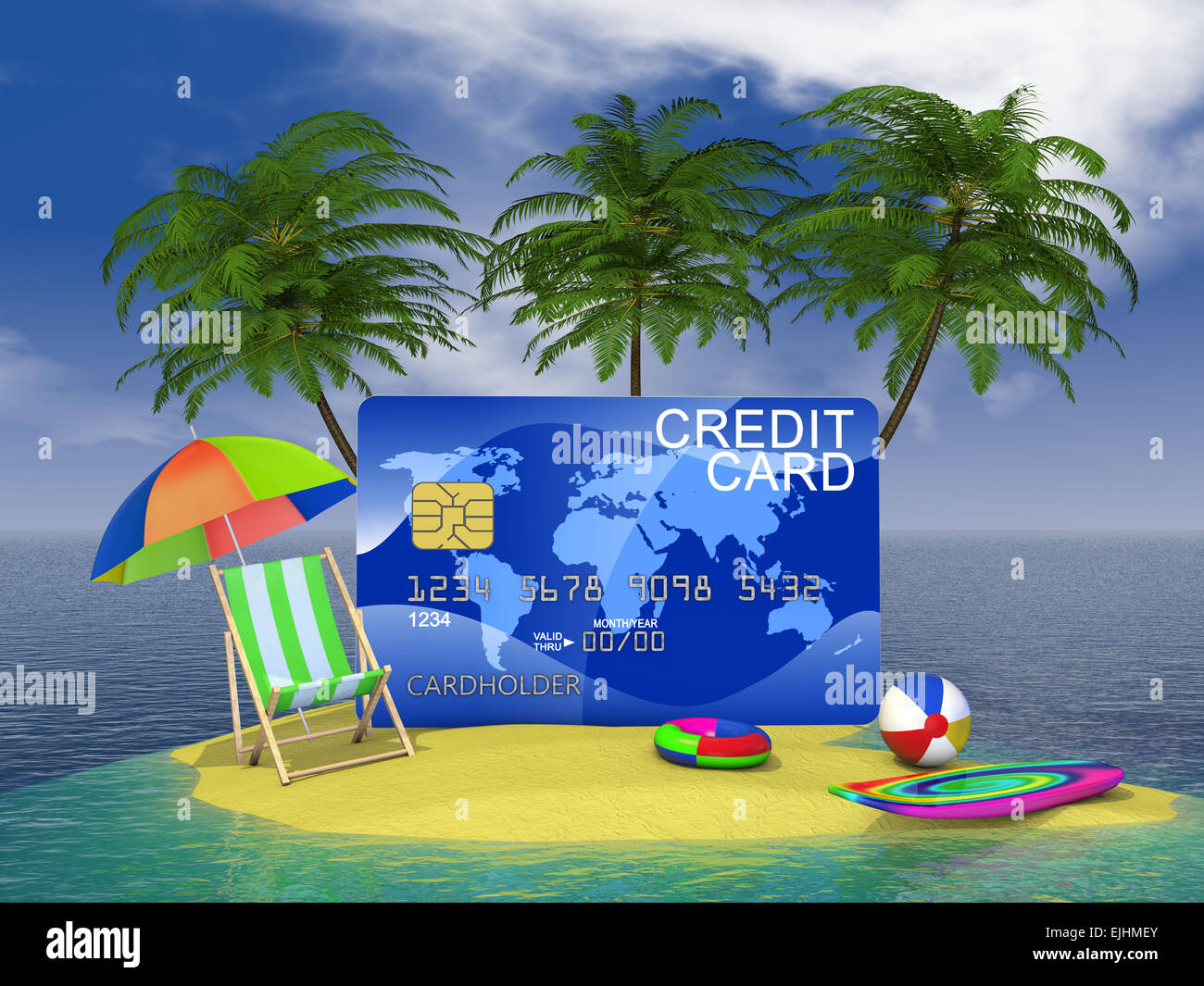 credit bank card on a tropical island Stock Photo - Alamy