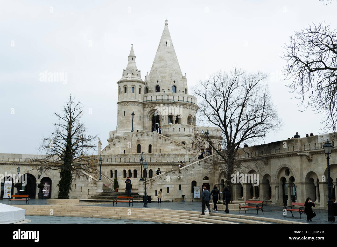 Budapest castle towers and walkways Stock Photo - Alamy