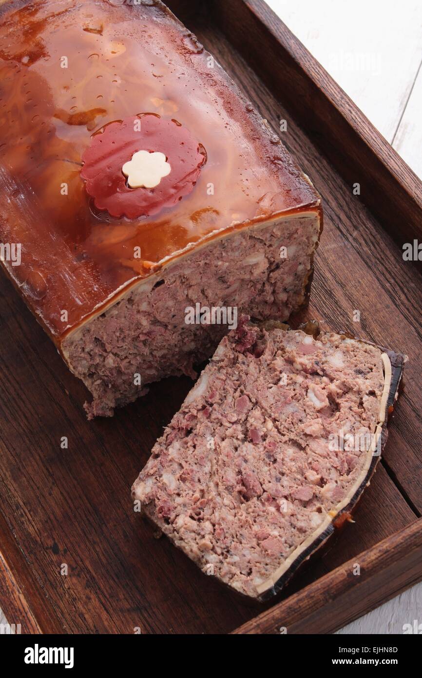 rustic French pat in wooden tray Stock Photo - Alamy