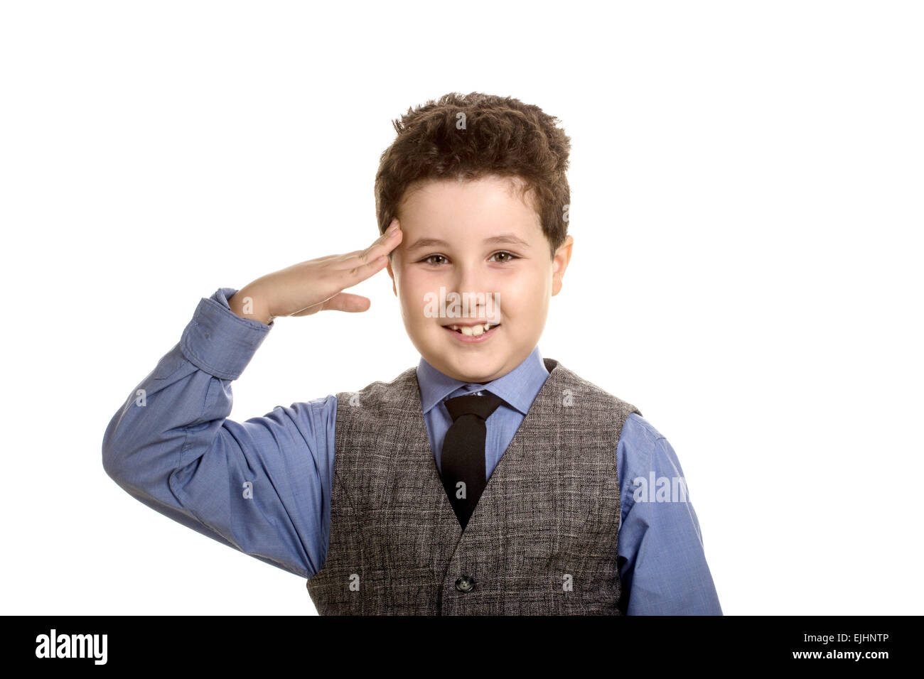 Smiling boy saluting like soldiers Stock Photo - Alamy