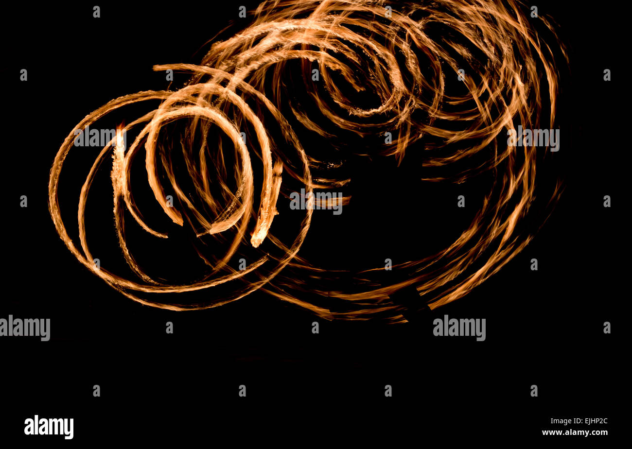 Fire Show Flaming Trails Stock Photo - Alamy
