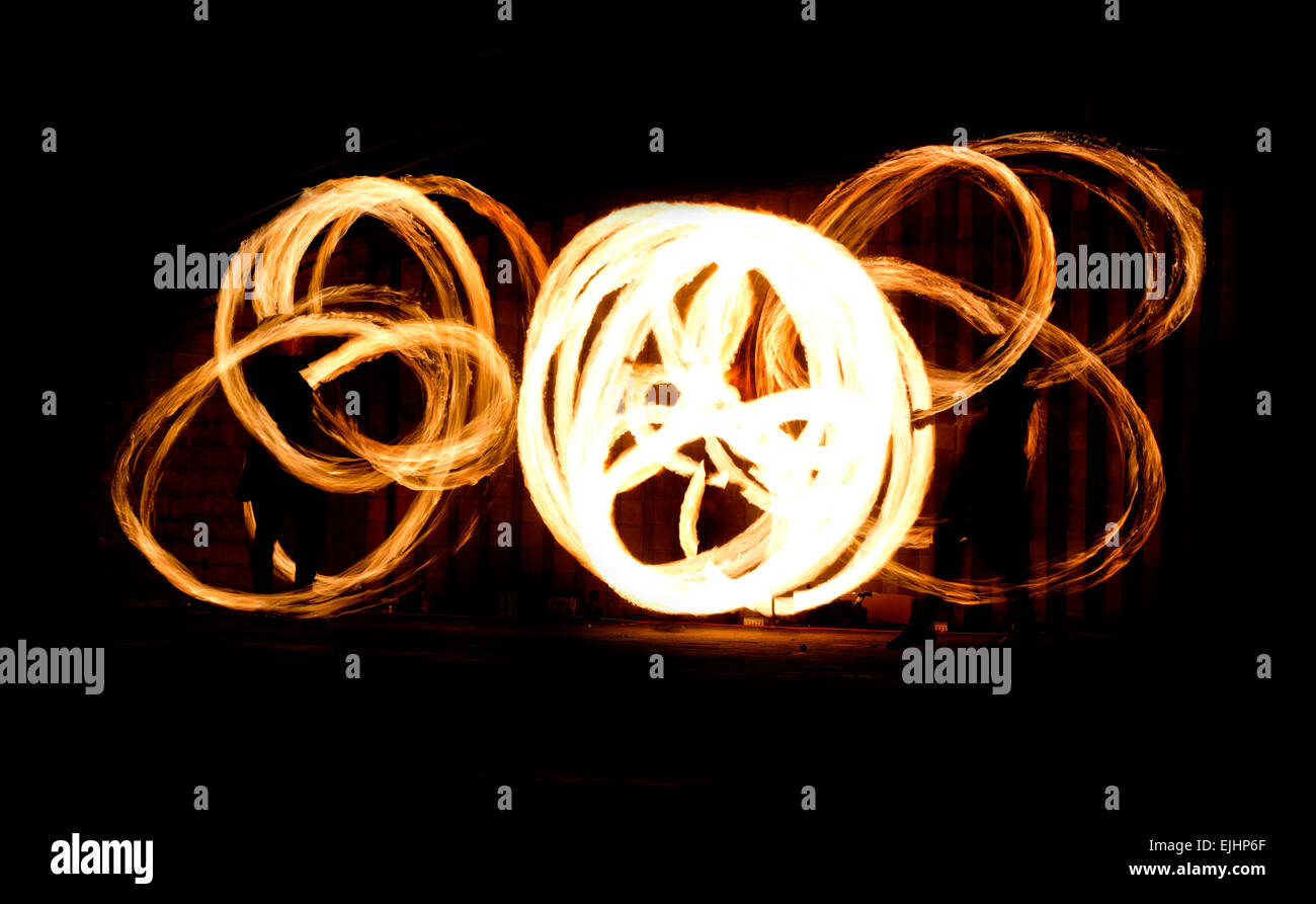 Fire Show Flaming Trails Stock Photo - Alamy