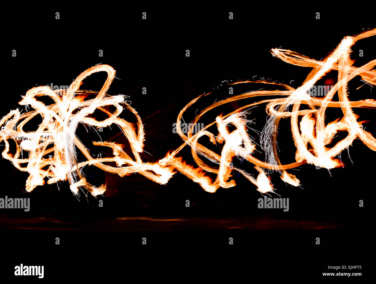 Fire Show Flaming Trails Stock Photo - Alamy