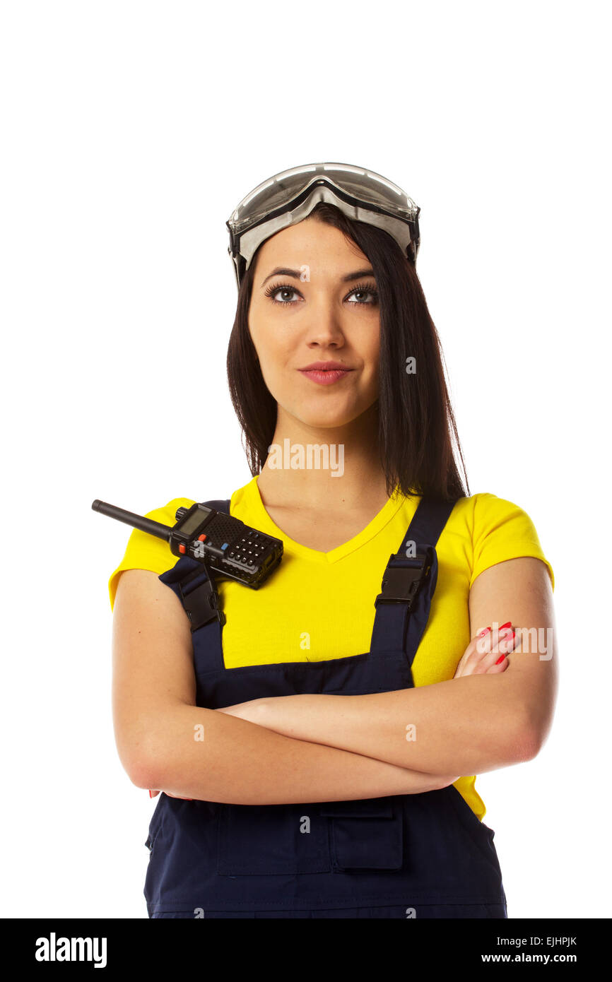 Female construction worker talking hi-res stock photography and images - Alamy