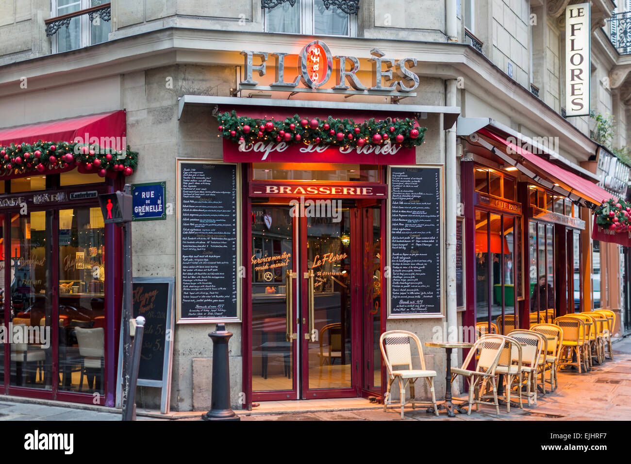 Outdoor cafe restaurant Cafe le Flores in Paris, France Stock Photo - Alamy