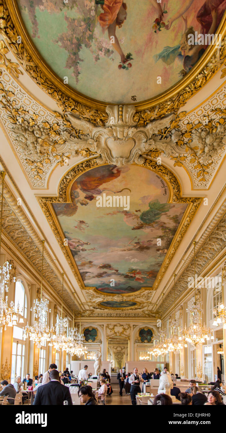 Ornate restaurant of the Orsay Museum in Paris, France, with diners ...