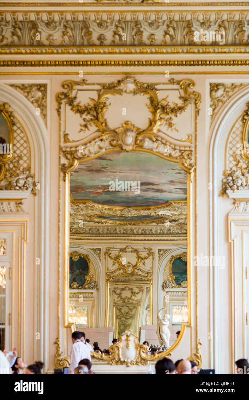Ornate restaurant of the Orsay Museum in Paris, France, with diners ...