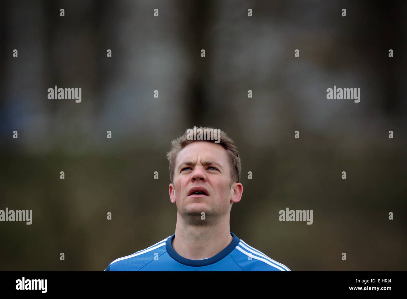German goalkeeper Manuel Neuer is warming up during the final training ...