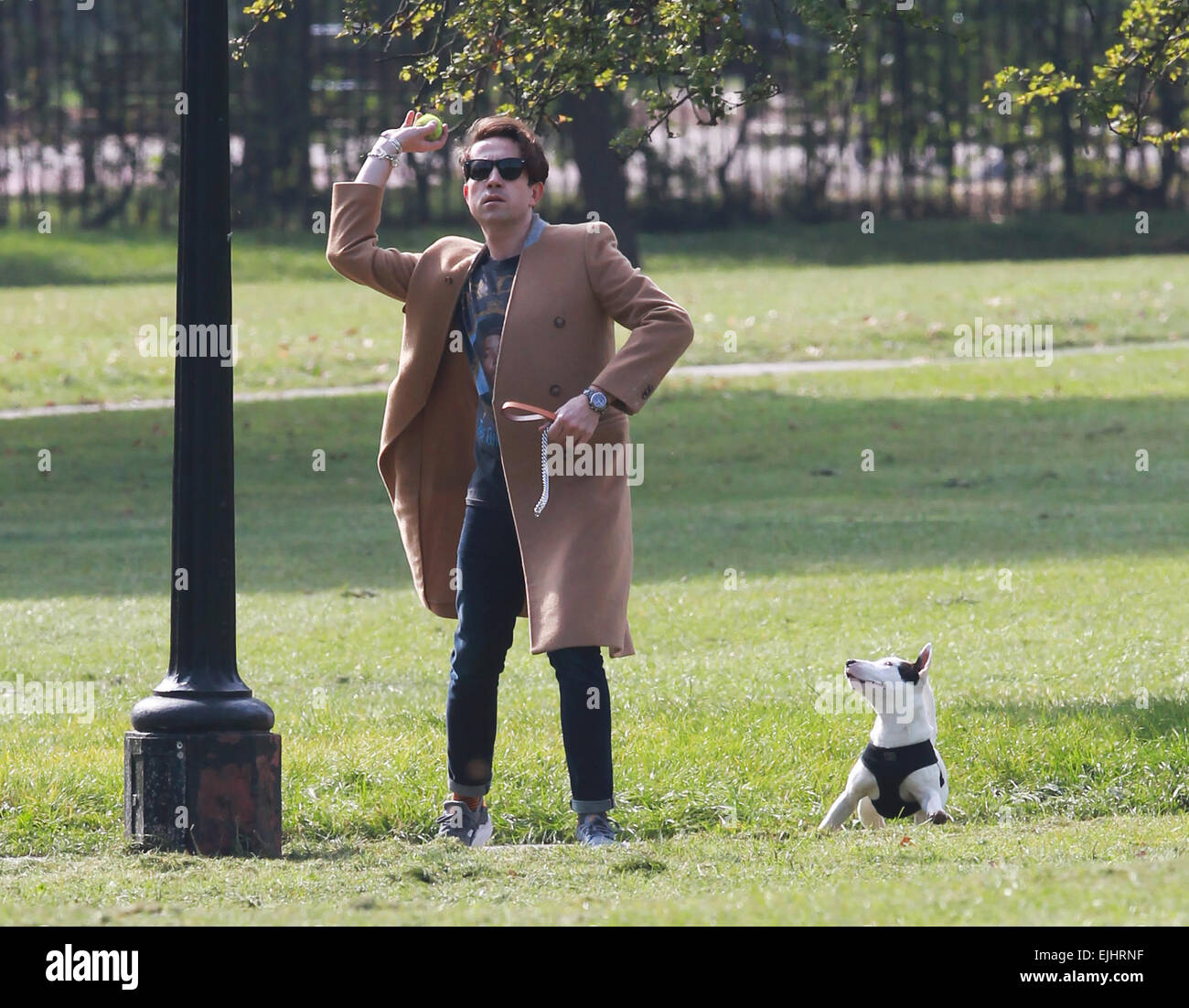 Daisy Lowe and Nick Grimshaw take their dogs for a walk in Primrose ...