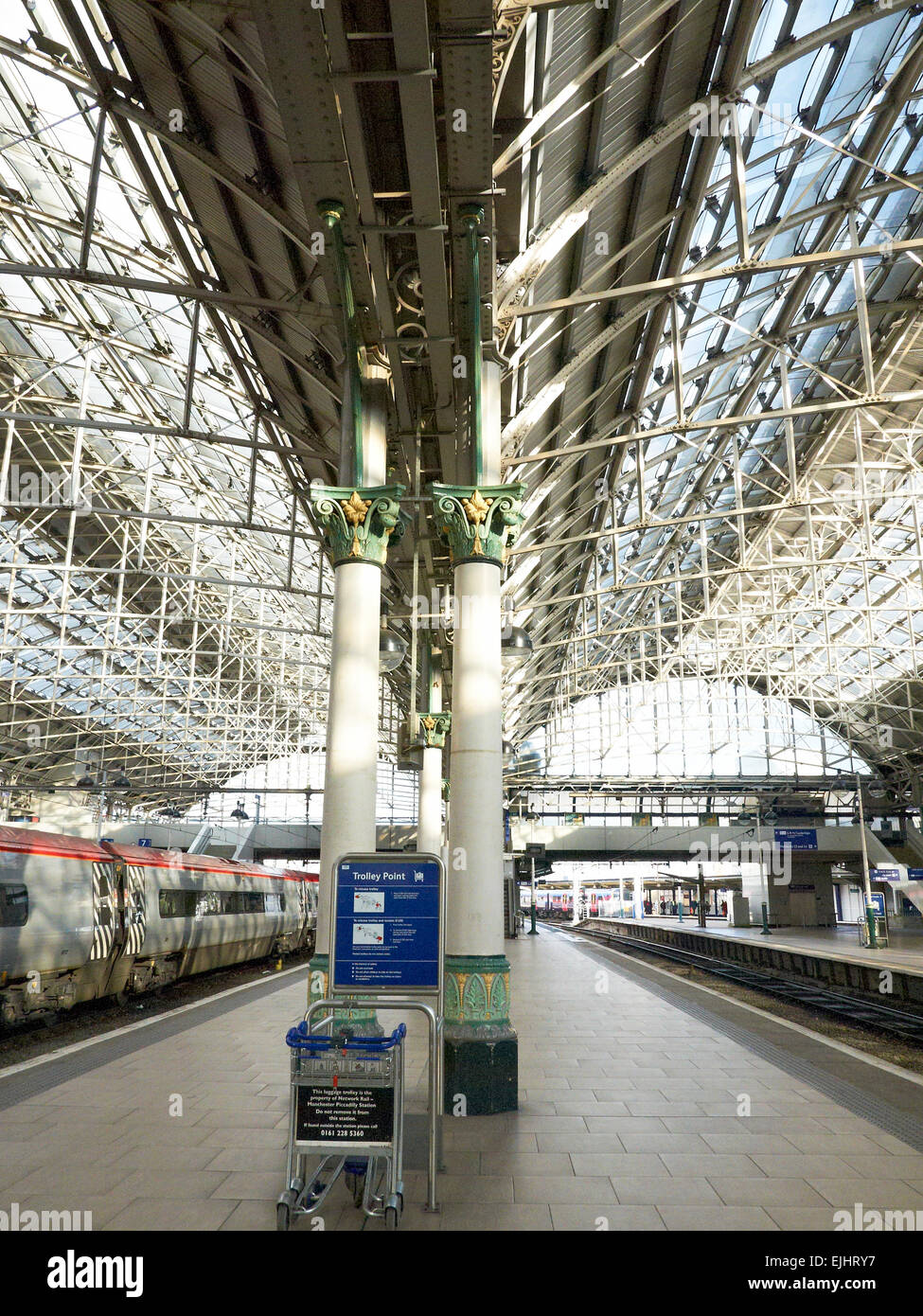 Trolley Point inside Piccadilly Railway Station in Manchester UK Stock ...