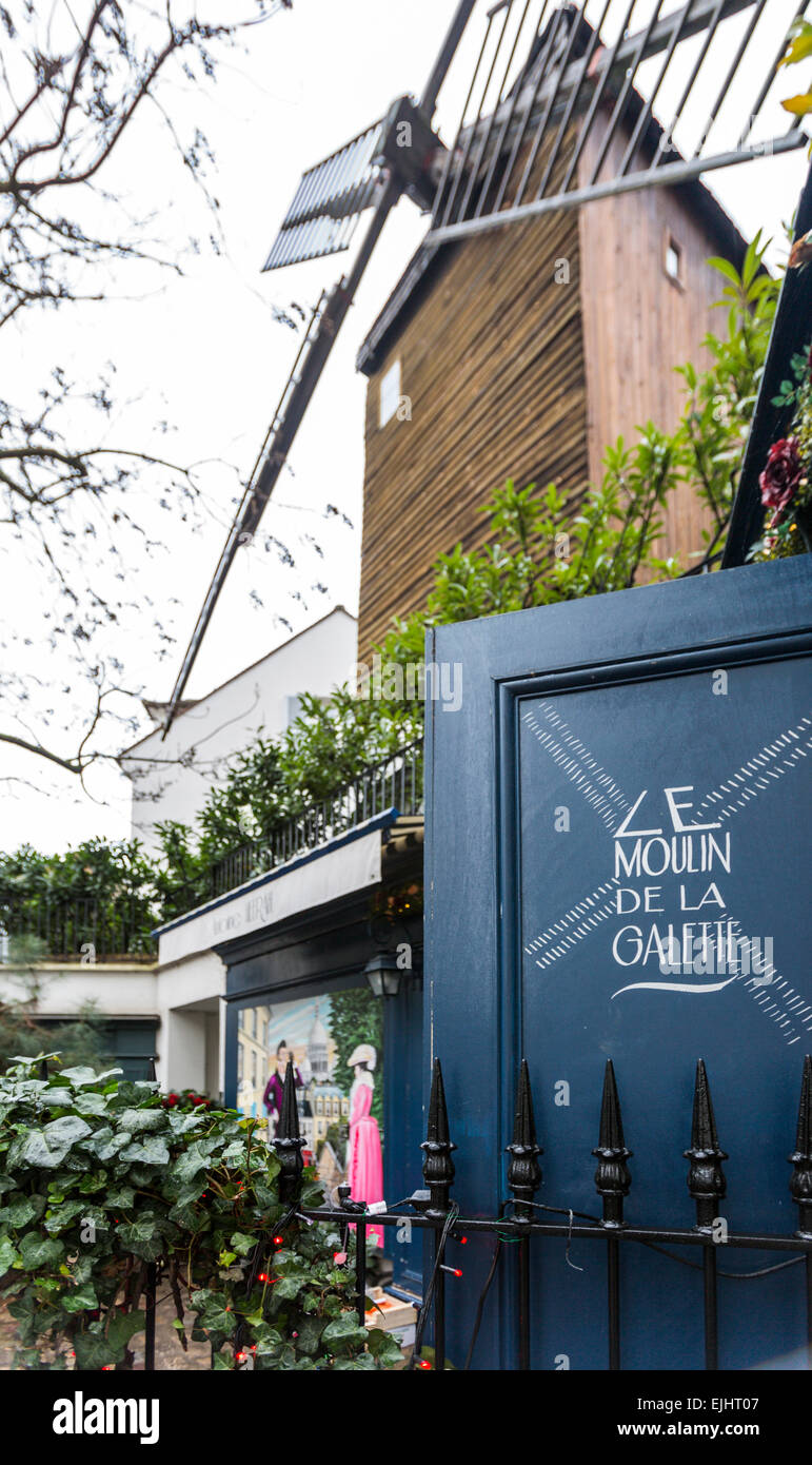 Le Moulin de la Galette windmill and restaurant, Montmartre, Paris, France Stock Photo - Alamy