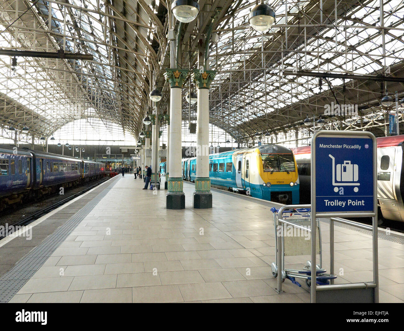 Trolley point inside Piccadilly Railway Station Manchester UK Stock ...