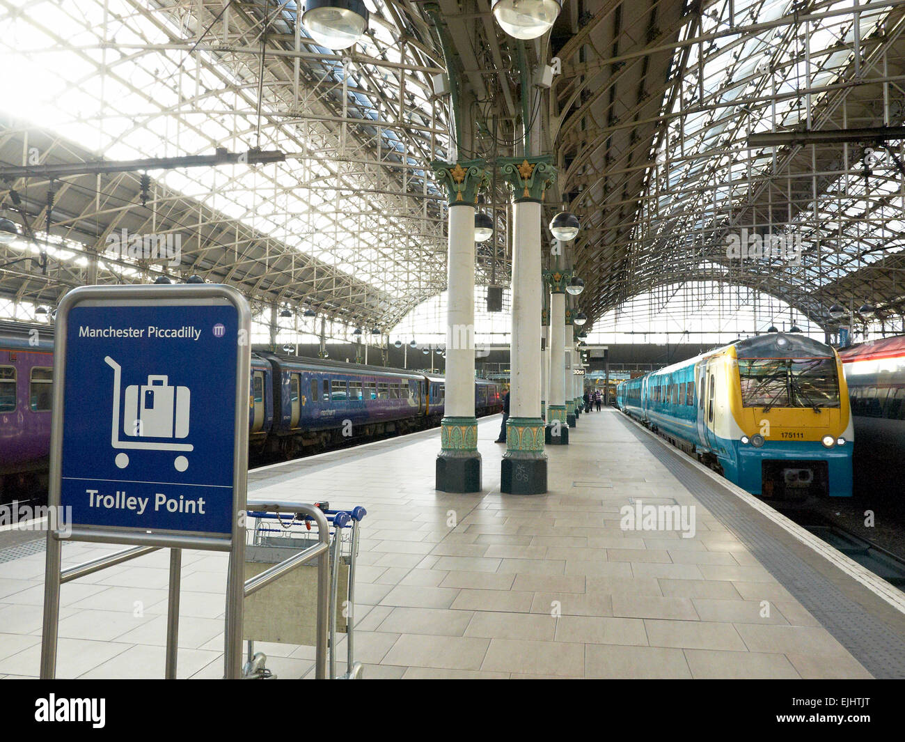 Trolley point inside Piccadilly Railway Station Manchester UK Stock ...