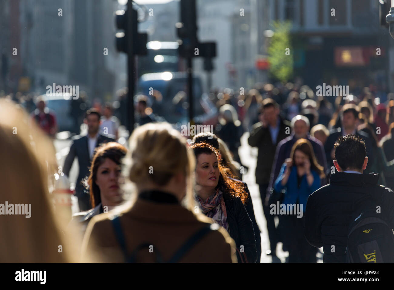 People going to work in the City of London at morning rush hour, London ...