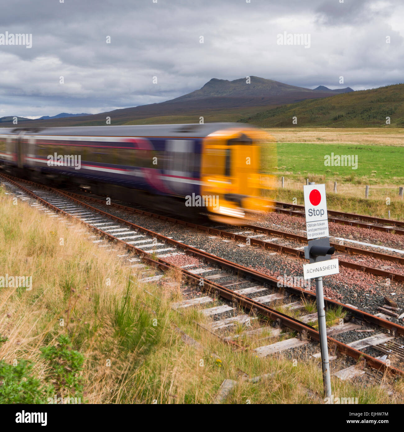 Scotrail train in highlands Stock Photo - Alamy